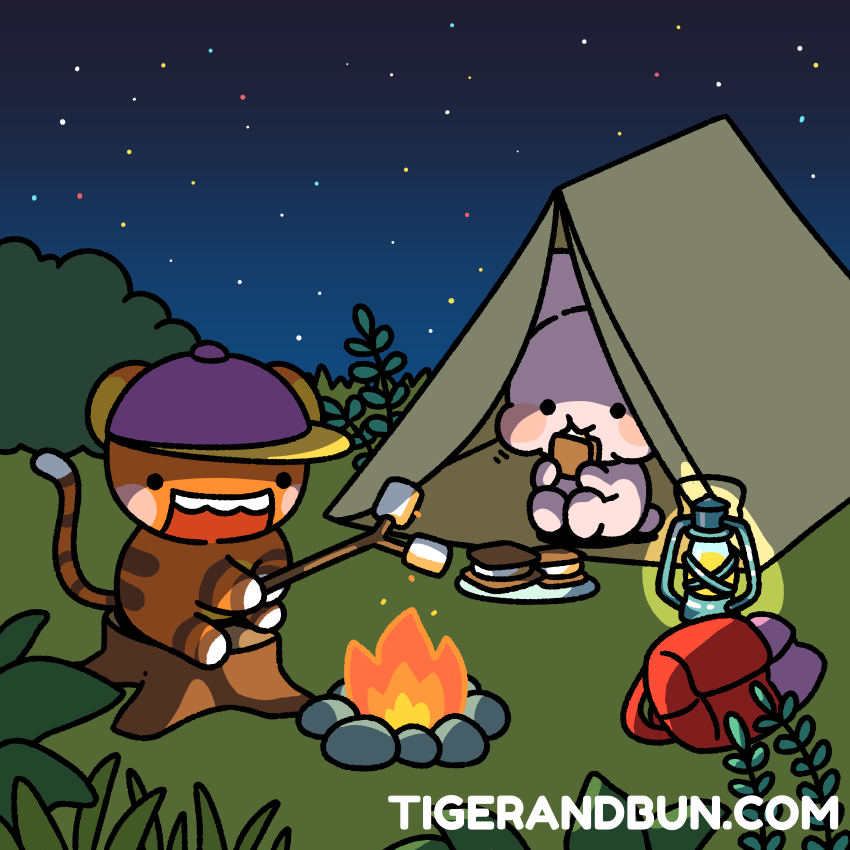 Tiger and Bun - Camping Together
